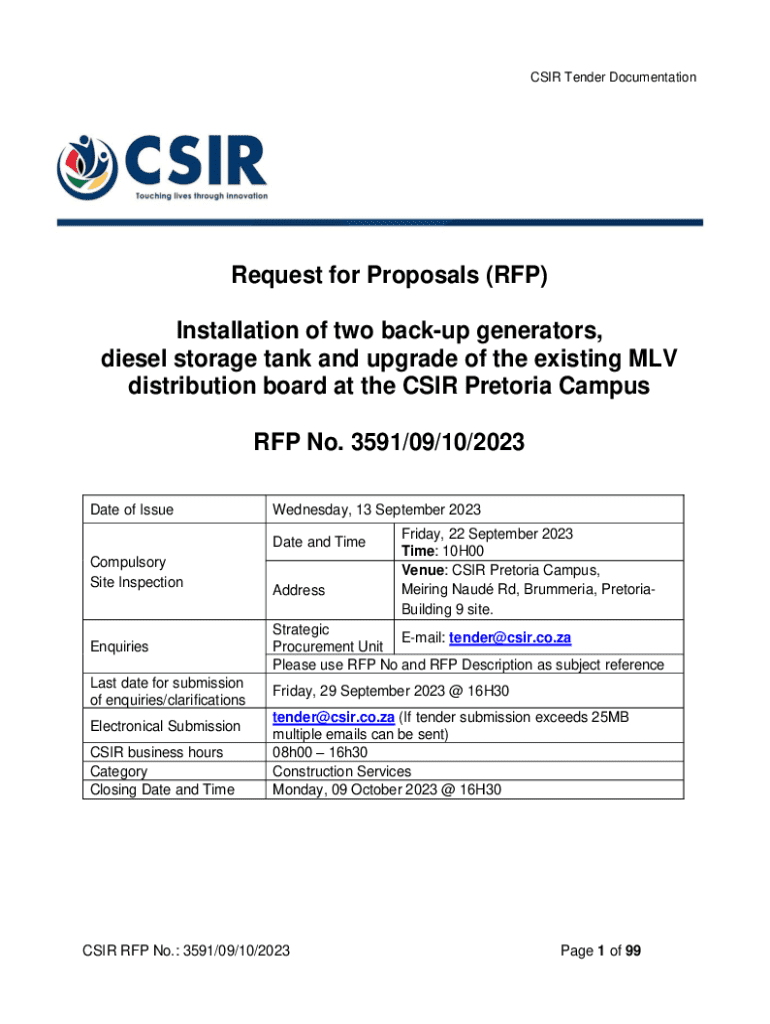 Fillable Online Request for Proposals (rfp) Installation of Two Back-up ...