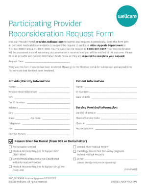 Fillable Online Participating Provider Claim Payment Dispute Form Fax ...