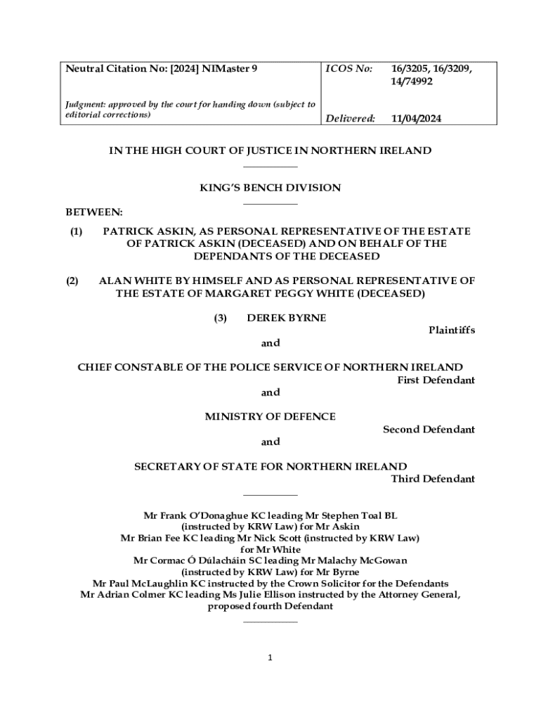 Fillable Online PATRICK ASKIN, AS PERSONAL REPRESENTATIVE OF THE ESTATE ...