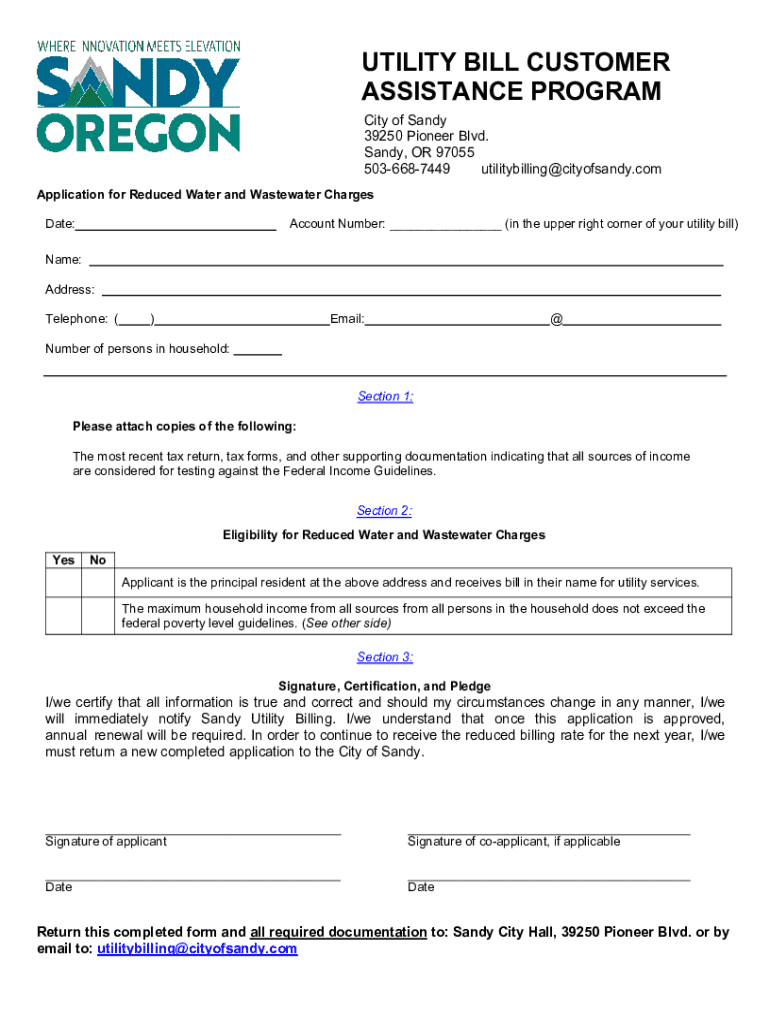 Fillable Online Utility Bill Customer Assistance Application Form Fax Email Print - pdfFiller