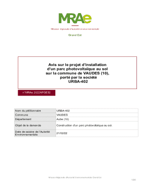 Remplissable En Ligne Avis dlibr sur le projet de parc photovoltaque sur ... - MRAe Fax Email ...