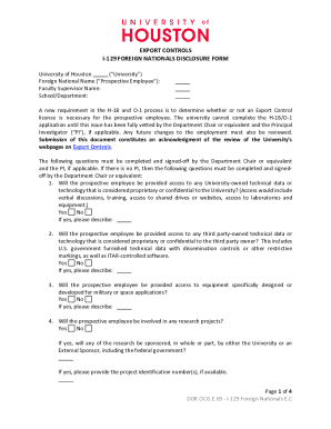 Fillable Online Export Controls I-129 Foreign Nationals Disclosure Form ...