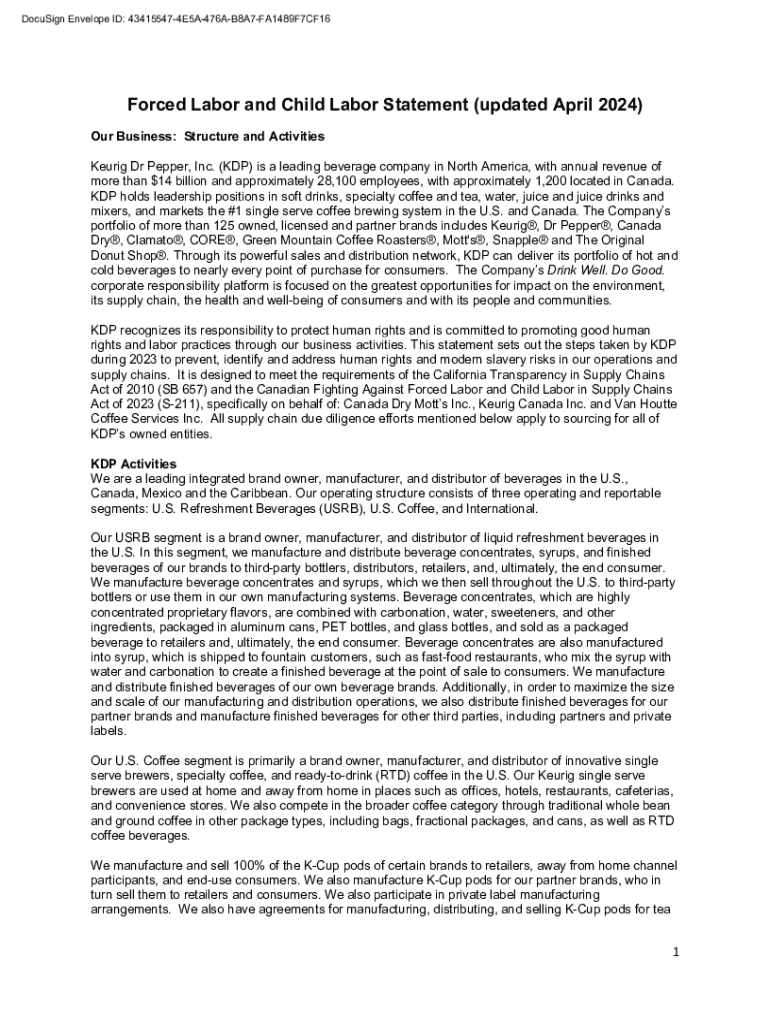 Fillable Online KDP Forced Labor and Child Labor Statement 2024FINAL ...