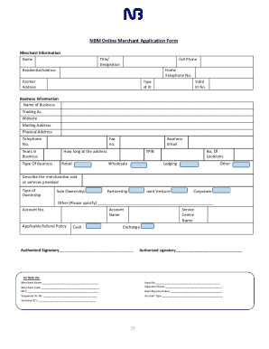 Fillable Online NBM-Visa POS Merchant Application Form Fax Email Print - pdfFiller