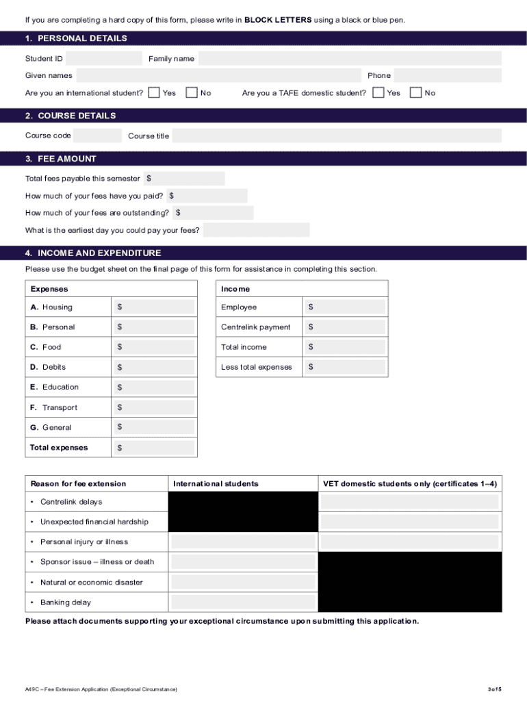 Fillable Online Fee Extension Application (Exceptional Circumstance) form Fax Email Print ...
