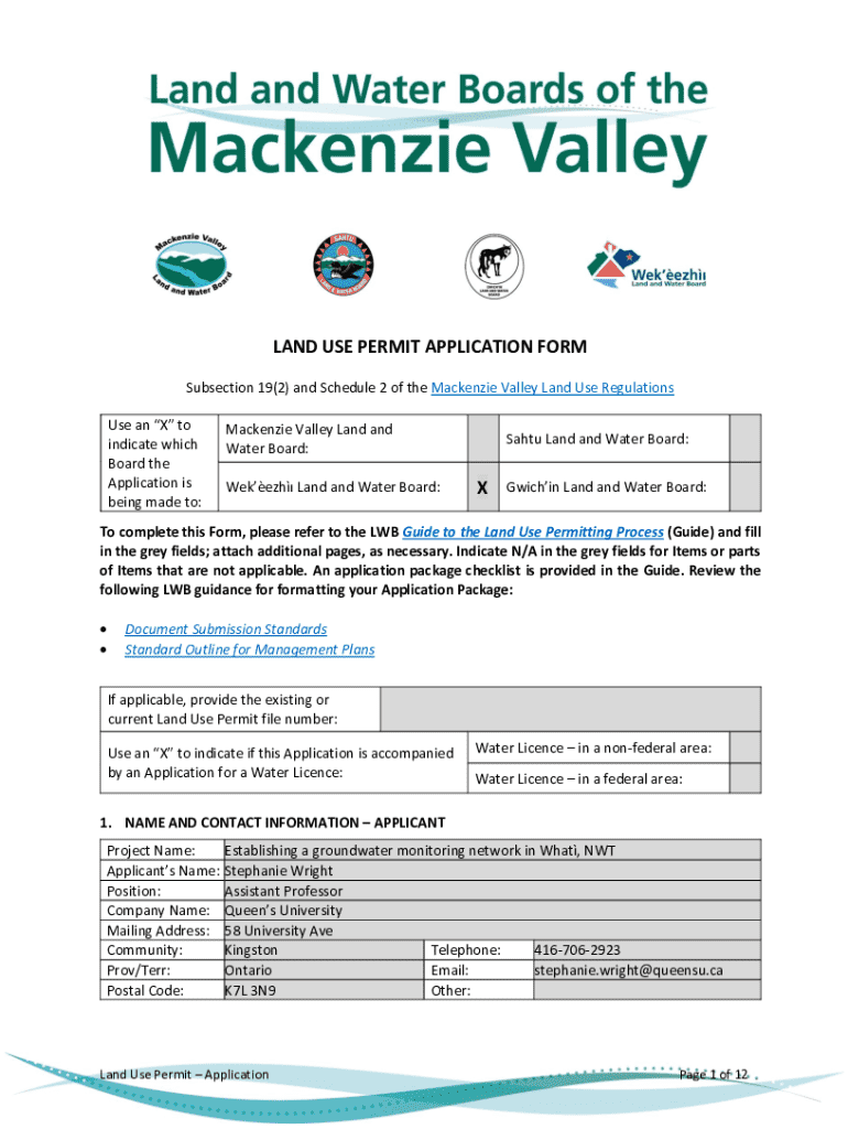 Fillable Online Attachment 1: Land Use Permit Application Form Fax ...