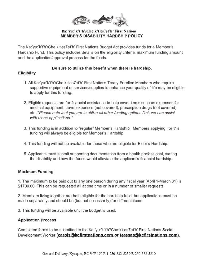 Fillable Online Disability Hardship Policy Form Fax Email Print - pdfFiller