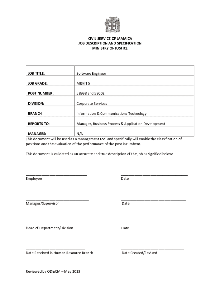 Fillable Online moj gov Reviewed by OD&CMMay 2023 CIVIL SERVICE OF ...