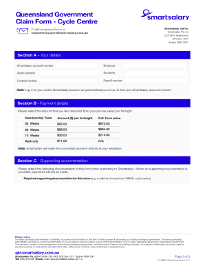 Fillable Online Queensland Government Claim Form - Cycle Centre Fax ...