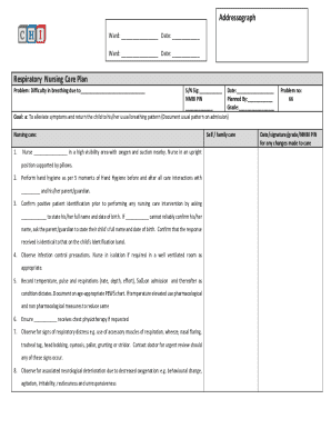 Fillable Online Respiratory Nursing Care Plan Addressograph Fax Email Print - pdfFiller