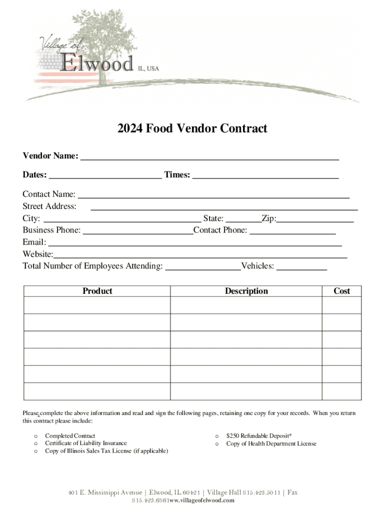 Fillable Online Brown County Fair Food Vendor Contract/Application ...