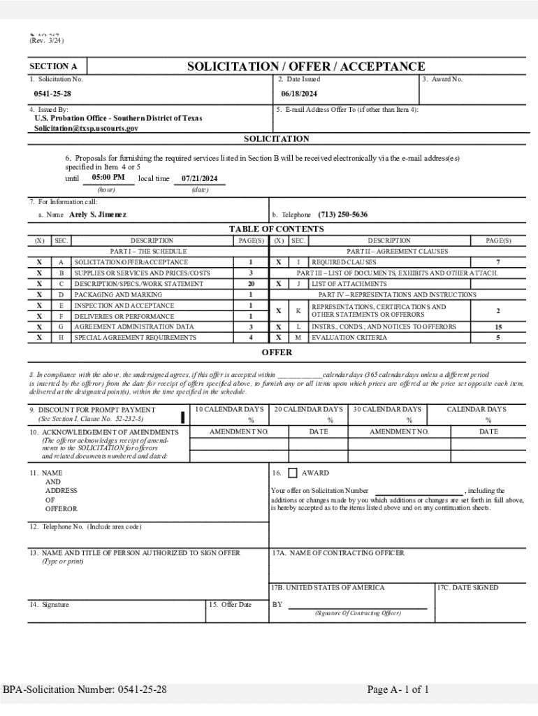 Fillable Online BPA-Solicitation Number: 0541-25-28 Fax Email Print ...