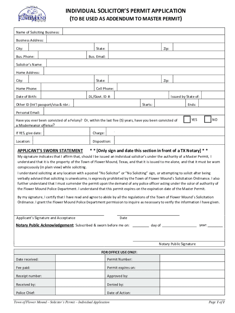 Fillable Online Form CenterSolicitors Permit Application Fax Email ...