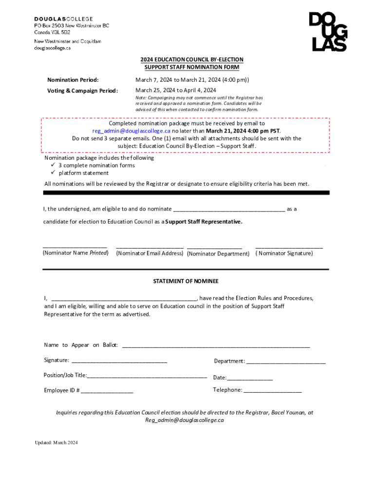 Fillable Online EdCo Support Staff Nomination Form Fax Email Print ...