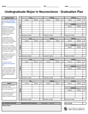 Fillable Online Undergraduate Major in Neuroscience - Graduation Plan Fax Email Print - pdfFiller