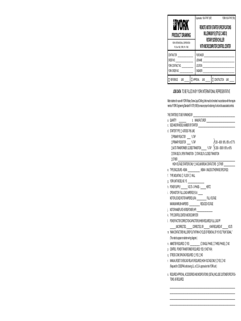 Fillable Online YS Style C and D Remote Motor Starter Specifications ...