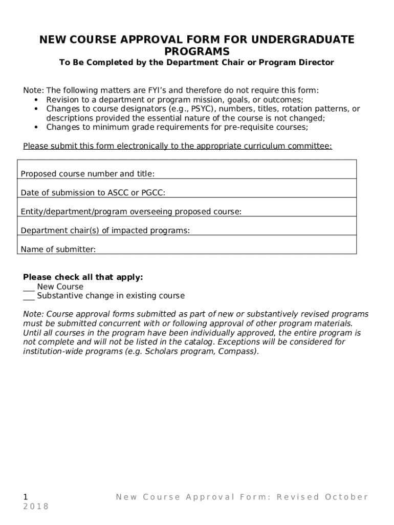 Worksheet for Approval of a New Course - Union Resources Doc Template ...