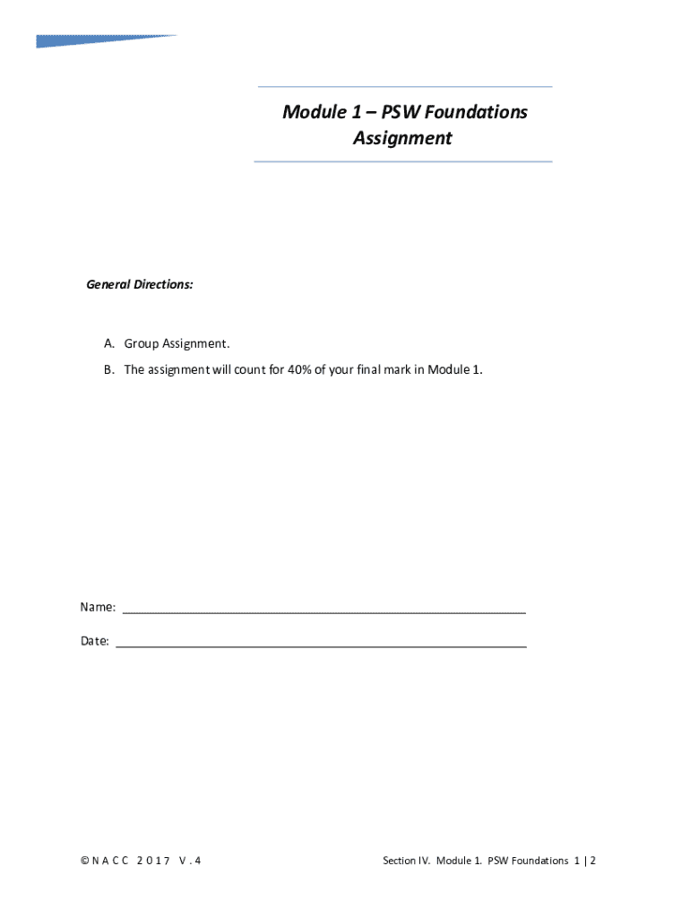 Fillable Online IV 2 Test Module 1 PSW Foundations B Form Fill PDF Fax ...