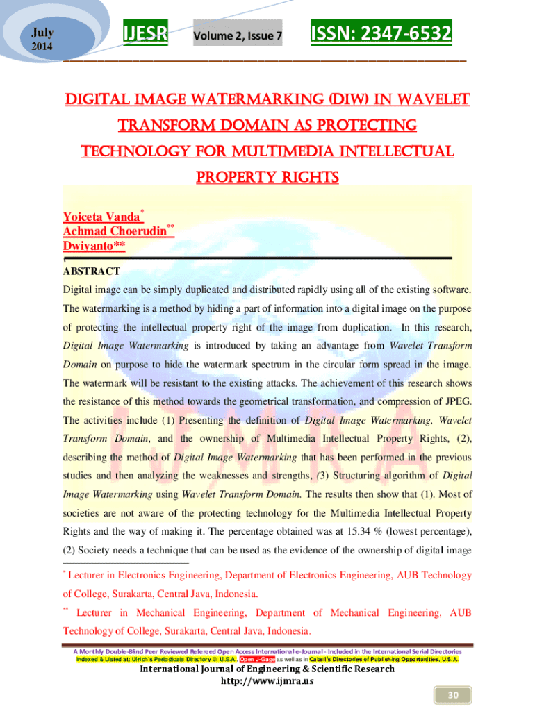 Fillable Online A new digital image watermarking using wavelet ...