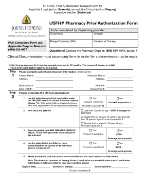 Fillable Online Tricare Prior Authorization Request Form for Saxenda ...