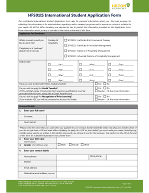 Fillable Online HFS01IS International Student Application Form Fax Email Print - pdfFiller