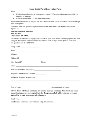 Fillable Online DRAFT Isaac Smith Park Reservation Form Fax Email Print ...