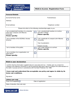 Fillable Online Walk-in Access Registration Form Fax Email Print ...