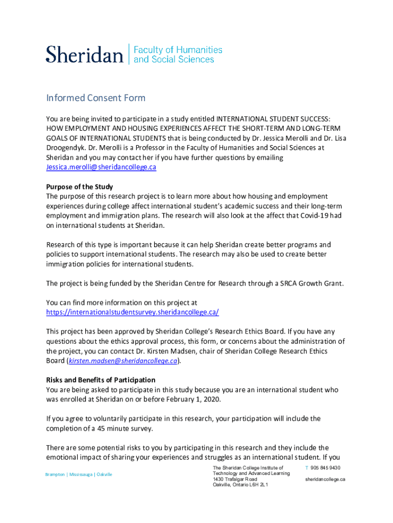 Fillable Online Informed Consent Form - International Student Survey Fax Email Print - pdfFiller