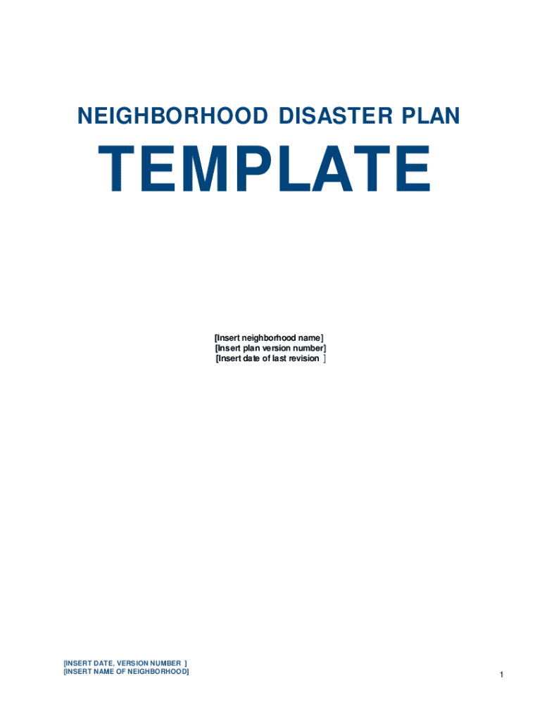 Fillable Online neighborhood disaster plan - template Fax Email Print ...