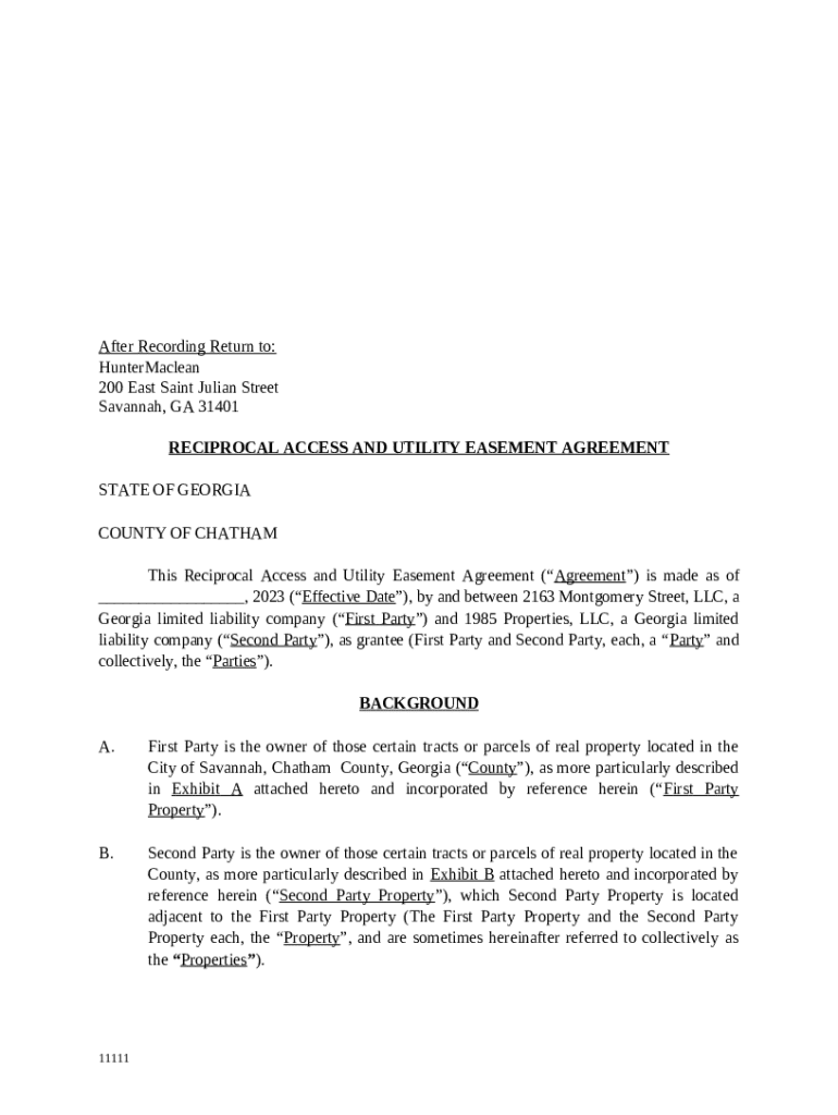 Access and Utility Easement Agreement. ... Doc Template | pdfFiller