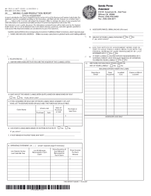 Fillable Online 20 MINING CLAIM PRODUCTION REPORT Sendy Perez ... Fax ...