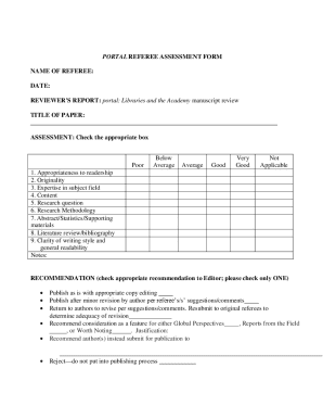 Fillable Online PORTAL REFEREE ASSESSMENT FORM Fax Email Print - pdfFiller