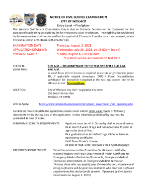 Fillable Online Civil Service Application Packet Fax Email Print ...