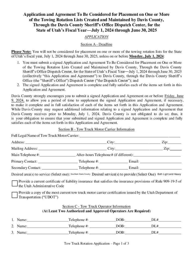 Fillable Online Murray City Police Department Towing Rotation List ...