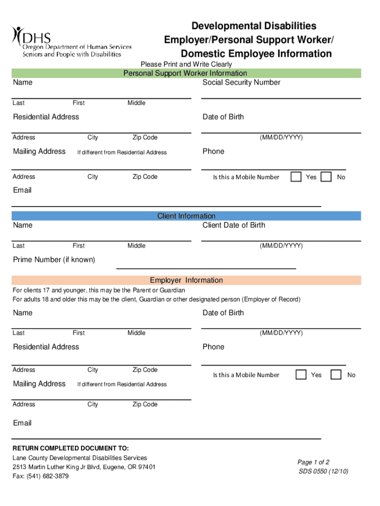 Fillable Online As an Employer of a Personal Support Worker Fax Email ...