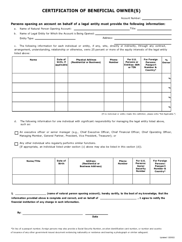 Fillable Online Page Certification of Beneficial Owner(s) Persons ...