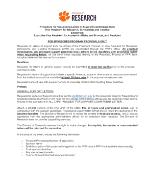 Fillable Online media clemson Request a Support Letter Fax Email Print ...