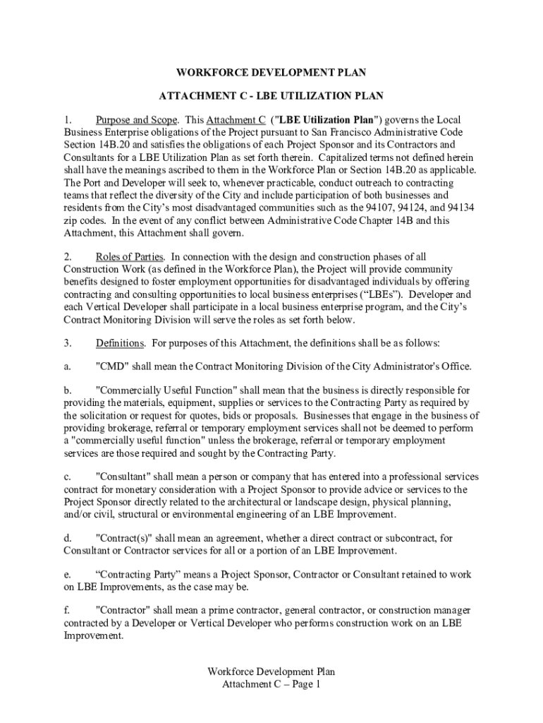 Fillable Online Workforce Development Plan Attachment CPage 1 Fax Email ...