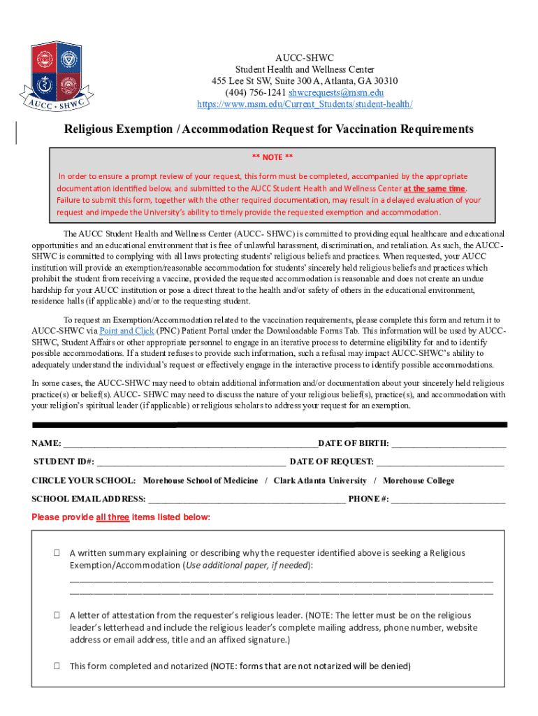 Fillable Online AUCC SHWC Immunization Records for Compliance Fax Email Print - pdfFiller