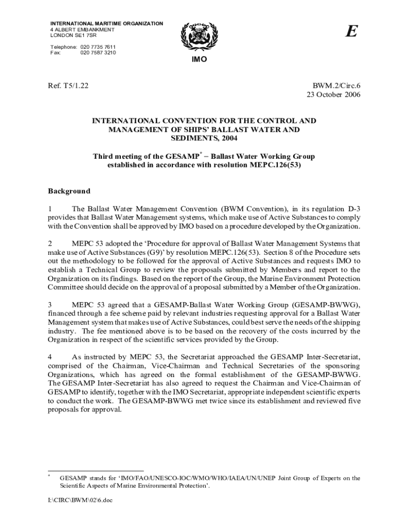 Fillable Online Implementing the Ballast Water Management Convention Fax Email Print - pdfFiller