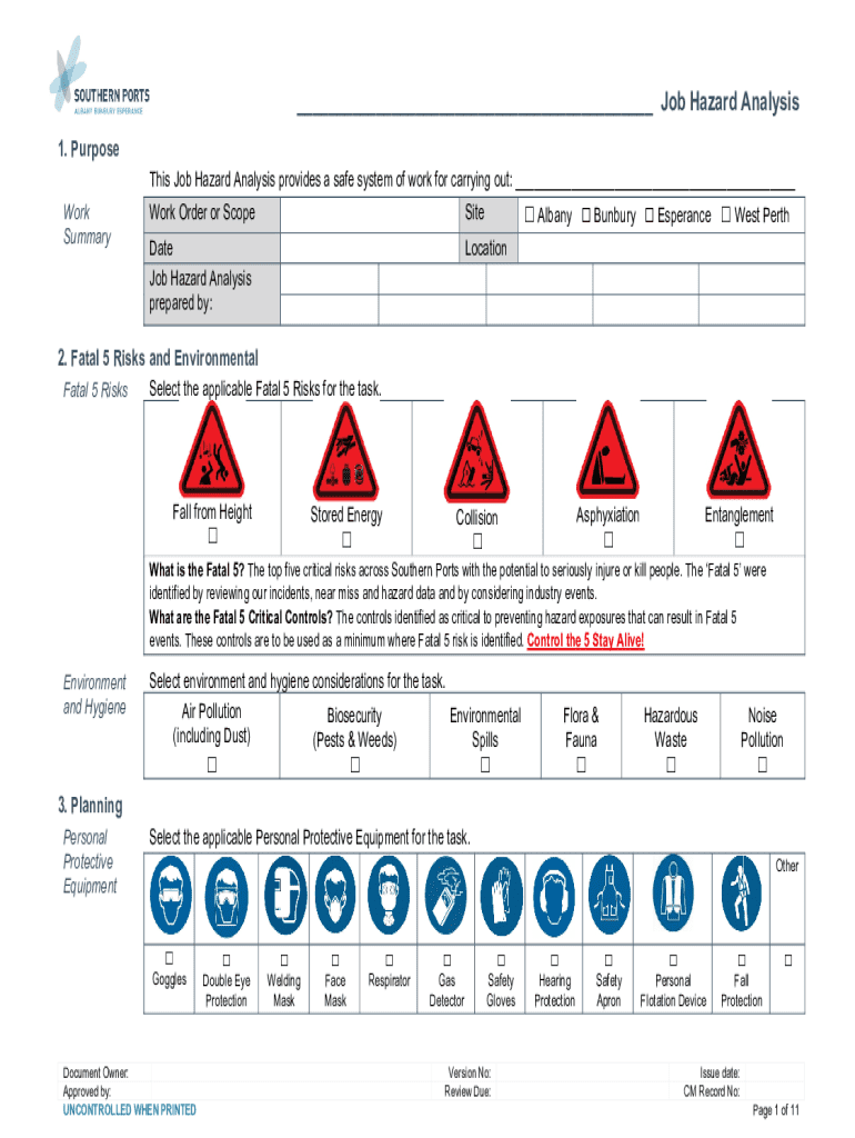 Fillable Online Template - ALL - Job Hazard Analysis (JHA) Fax Email ...