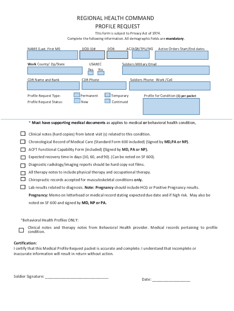Fillable Online Medical Management of USAR AGR Soldiers to Regional ...