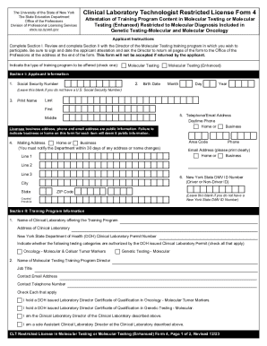 Fillable Online Clinical Laboratory Technologist Restricted License ...