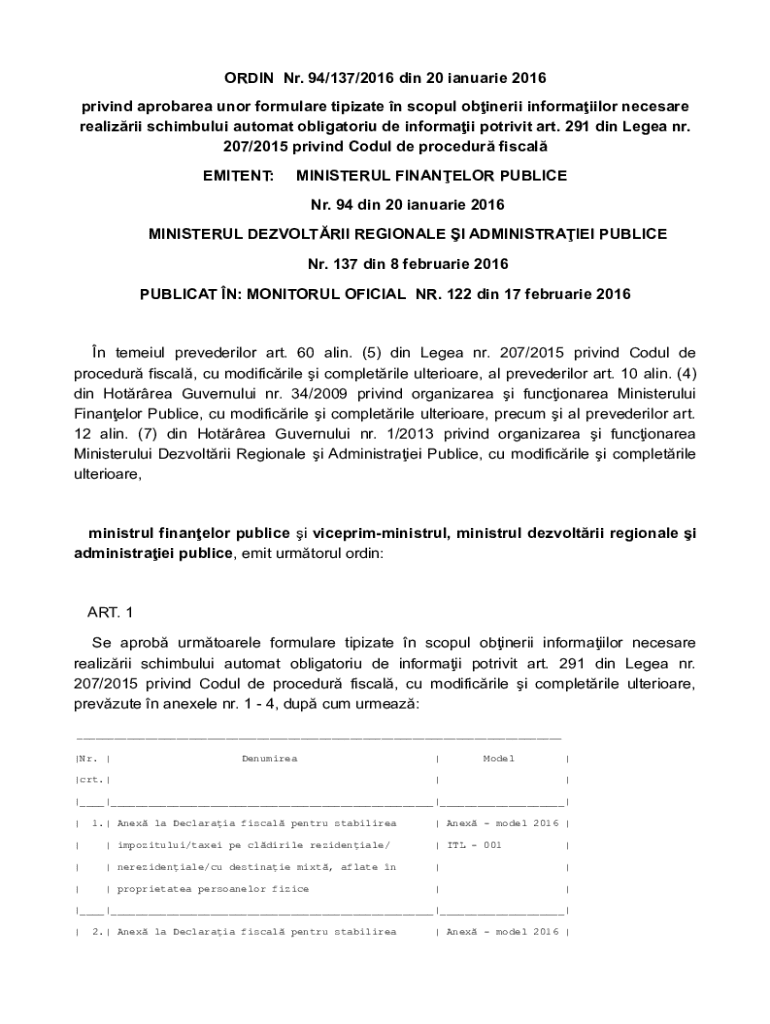 Fillable Online Aprobarea unor formulare tipizate n scopul obinerii ...