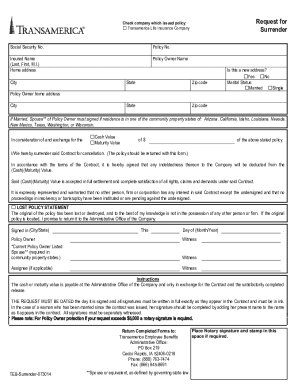 Fillable Online Request for Surrender. Request for Surrender Fax Email Print - pdfFiller