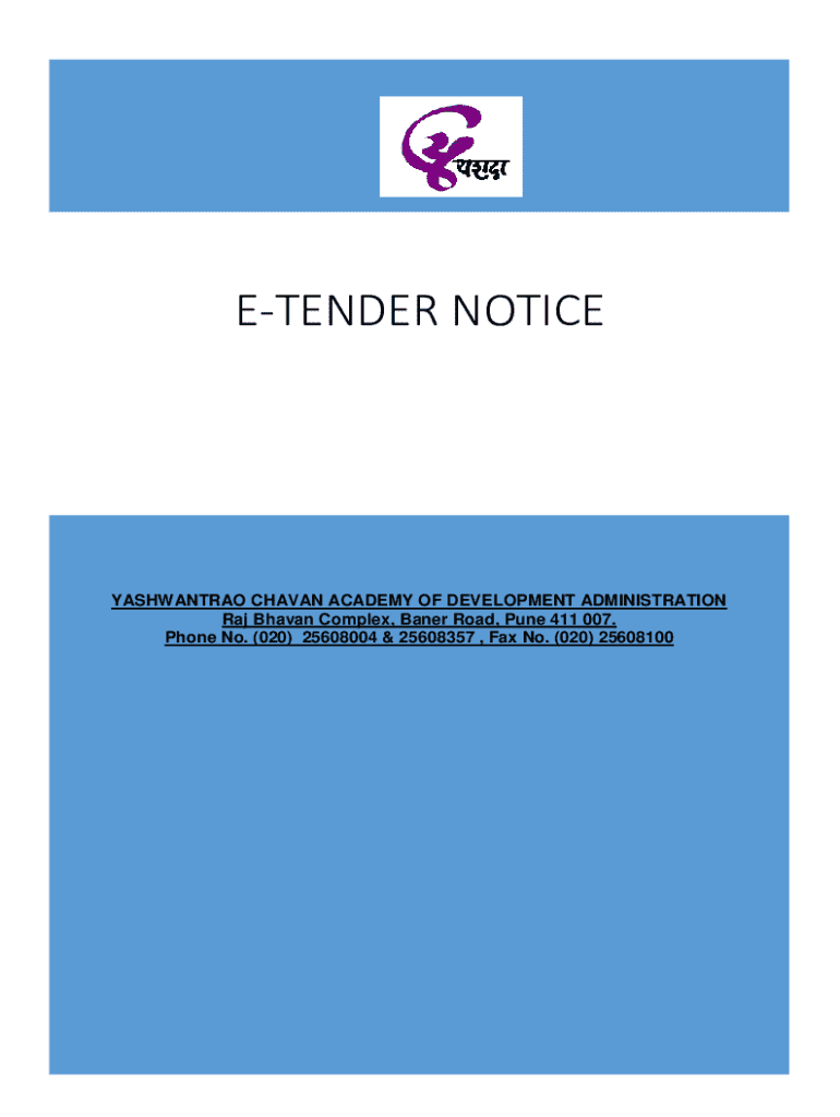 Fillable Online TENDER NOTICE - Pune Fax Email Print - pdfFiller