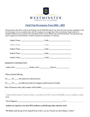 Fillable Online FIELD TRIP DRIVER INFORMATION FORM ... Fax Email Print ...