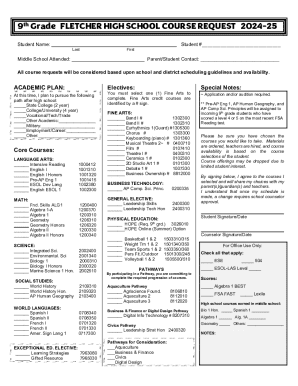 Fillable Online 9th Grade Fletcher High School AICE Course Request 2024 ...
