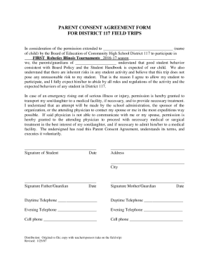 Fillable Online PARENT CONSENT AND RELEASE AND INDEMNITY AGREEMENT Fax Email Print - pdfFiller