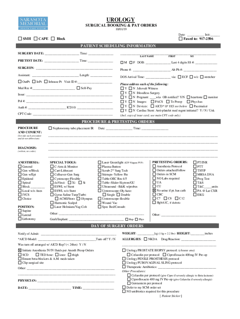 Fillable Online Pre-Op ERAS Patient Guide for Cystectomy Fax Email ...